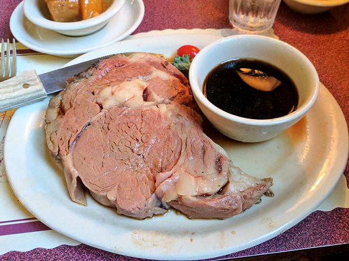 Prime rib so tender it practically surrenders at the sight of your knife. The au jus isn't a condiment&mdash;it's liquid luxury.