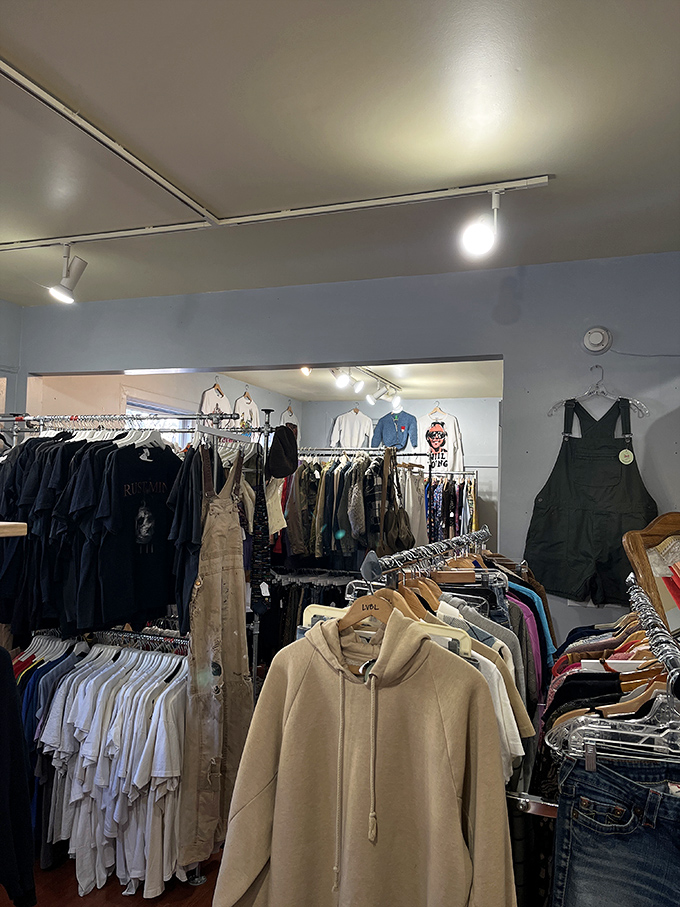 Neutral tones dominate this corner, where beige isn't boring—it's the canvas for your next signature look.