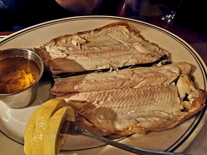 Rainbow trout that looks like it jumped from stream to plate, served with a simplicity that lets you know the kitchen trusts its ingredients.