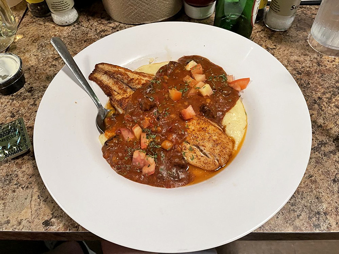 This isn't just fish with sauce—it's a Gulf Coast sonnet written in the universal language of "mmmmm."