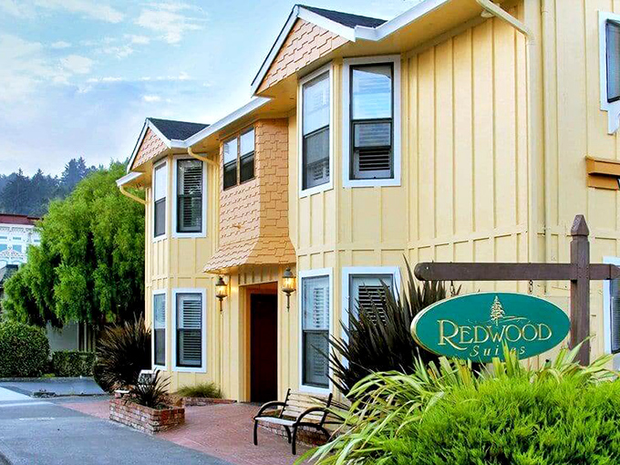 The Redwood Suites blend coastal charm with practical comfort &ndash; because even in a town that celebrates the 1890s, modern amenities are non-negotiable.