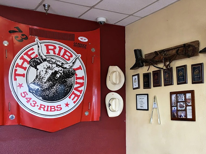 The logo that's been tattooed on more Central Coast residents than you'd expect. Those cowboy hats on the wall have witnessed countless "first bite" faces.