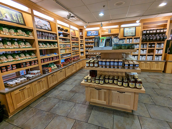 The market section offers take-home treasures, with jams, jellies, and pantry staples that let you extend the Amish country experience to your own kitchen.