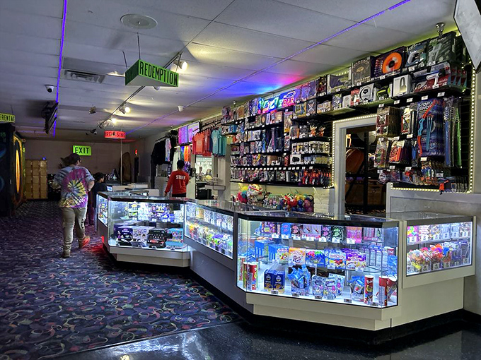 The prize counter where tickets become treasures and mathematical skills determine your shopping strategy success.