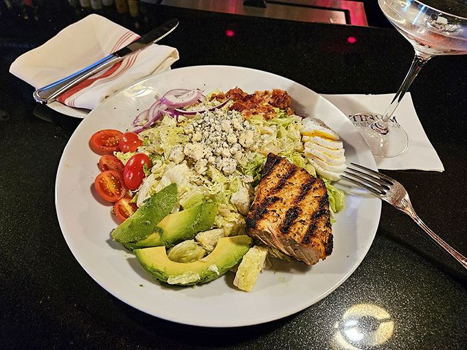 A salad that doesn't apologize for being healthy&mdash;grilled protein, avocado, and fresh vegetables in perfect harmony like a nutritious boy band.