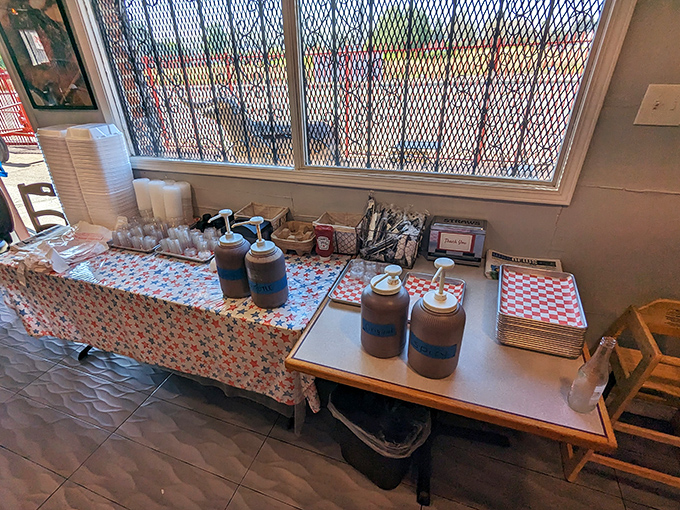 A proper sauce station because true barbecue lovers know condiments deserve their own real estate.
