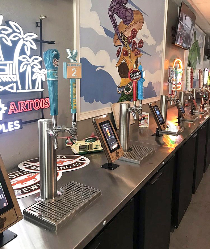 Self-serve beer taps line the wall like an adult version of a candy store. Choose your own adventure!