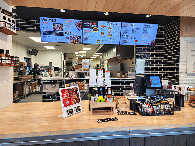 Where the magic happens &ndash; a glimpse behind the counter reveals the command center of this barbecue operation.