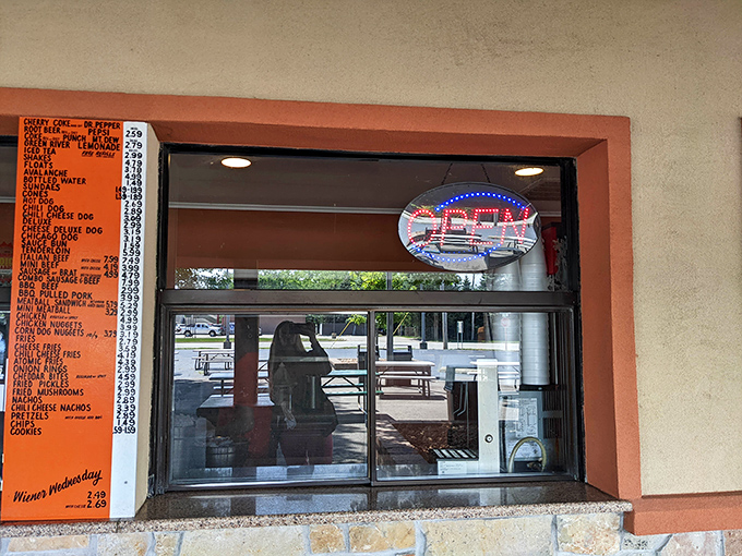 The reflection in the order window offers a glimpse of the promised land &ndash; where hungry patrons become satisfied customers in just minutes.