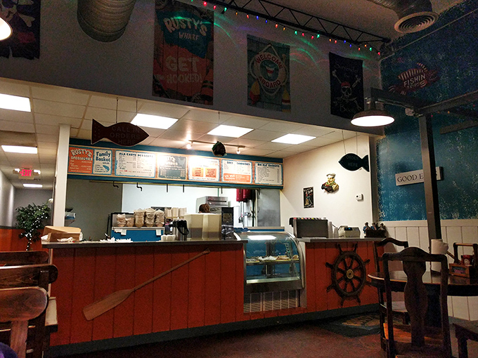 A ship's wheel stands guard at this seafood outpost. Behind the counter, Ohio's answer to coastal cuisine awaits the hungry traveler.