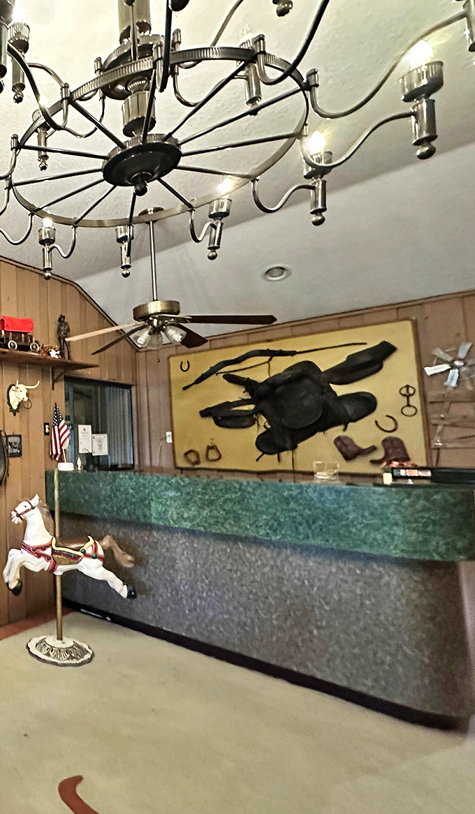 Vintage saddles and horseshoes aren't just decoration&mdash;they're reminders that you're in authentic cowboy territory, even in the heart of Florida.