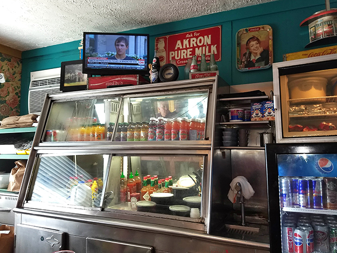 The dessert case and beverage station&mdash;where decisions get tough and "I'll just have water" turns into "and a slice of pie, please."