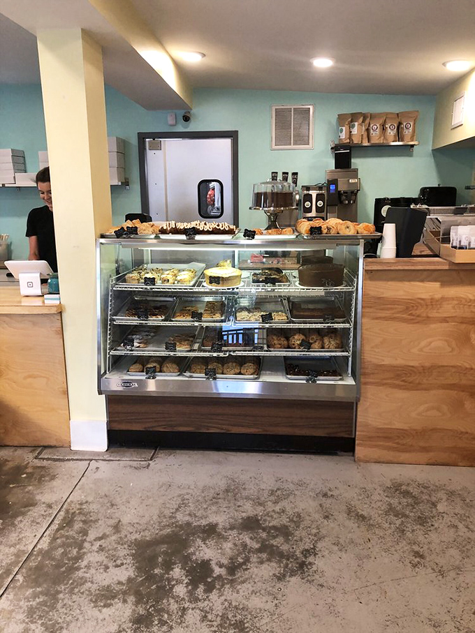 Another view of the bakery's display case&mdash;a glass-fronted gallery where pastry becomes art and willpower goes to die.
