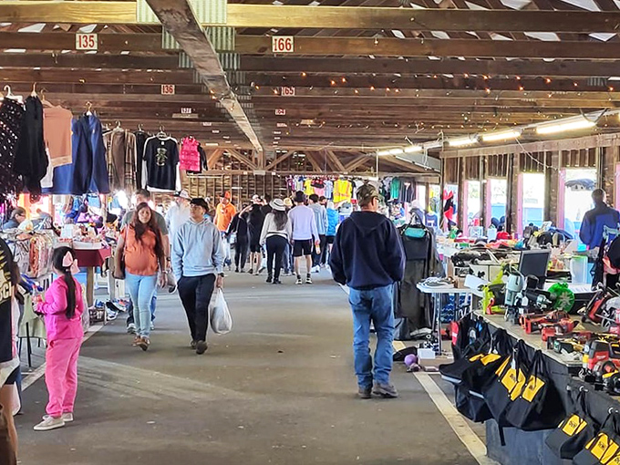 Treasure hunters on the prowl! The thrill of the find brings shoppers from all walks of life together in this bargain-seeker's paradise.