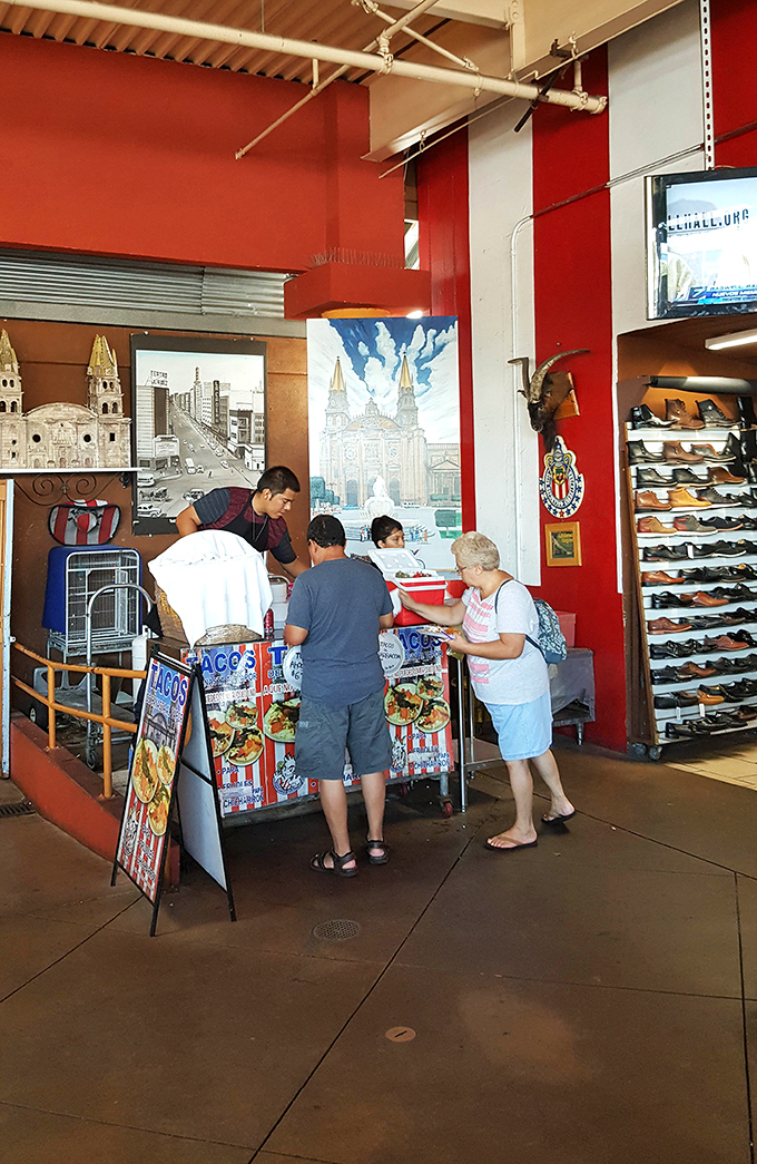 Taco time at the swap meet &ndash; where multitasking means eating lunch while mentally calculating remaining bargain-hunting time.