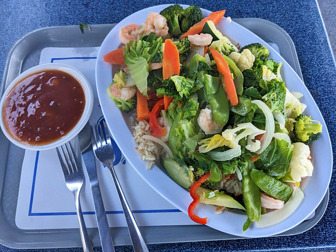 A veggie and shrimp stir-fry that proves healthy eating doesn't mean sacrificing flavor. The colors alone are enough to make your taste buds dance.