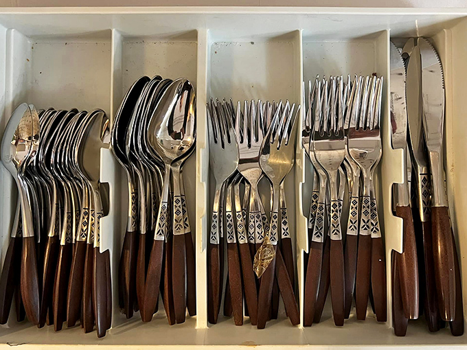 Silverware with wooden handles that makes your current flatware look like it came free with a fast-food meal.