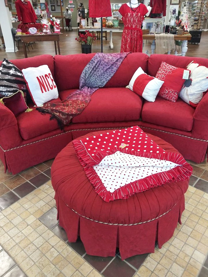 The red sectional that makes a statement. This vibrant ensemble is ready to become the conversation-starting centerpiece of someone's living room.