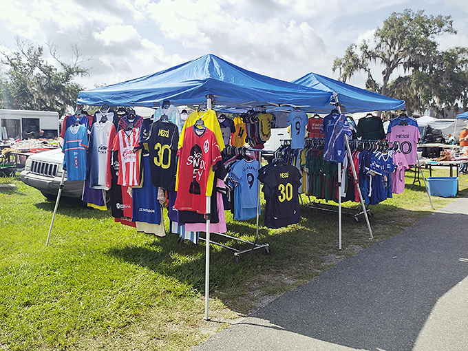 Sports jerseys for every allegiance, hanging like colorful flags of fandom. Wear your team loyalty without emptying your wallet on officially licensed prices.