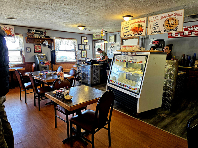 Where the magic happens &ndash; the diner's interior showcases the dessert case and counter where locals gather for both food and community.