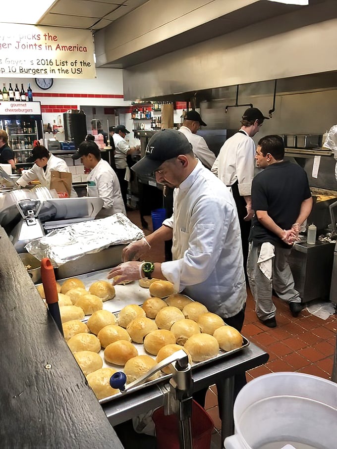 The artisans at work, crafting each bun with care. In an age of automation, this hands-on approach is the secret ingredient.