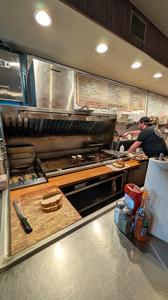 Watching these sandwich architects at work is better than any cooking show. Years of practice make the perfect stack.