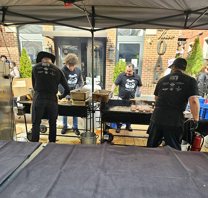 Outdoor grilling in action&mdash;these aren't just cooks, they're fire-taming artists creating the kind of food memories that haunt your dreams.