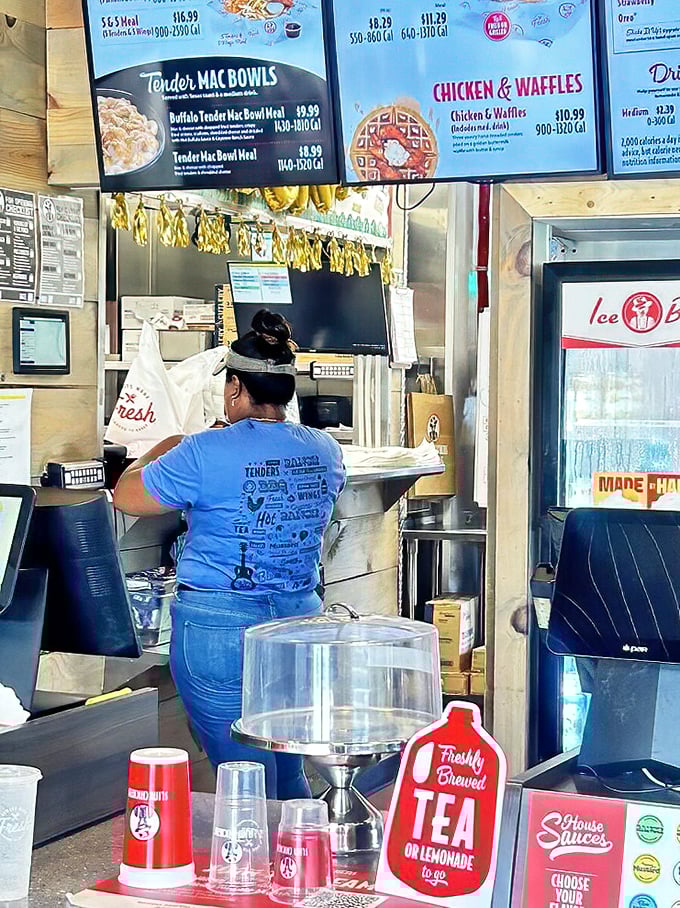 Where the magic happens: A glimpse behind the scenes shows the care that goes into every order at this chicken paradise.