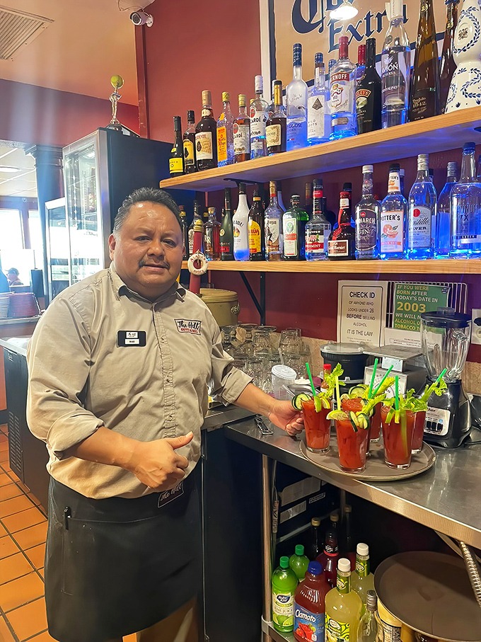 The staff takes pride in their Bloody Mary presentation&mdash;each garnished glass a small work of art that happens to contain vodka.