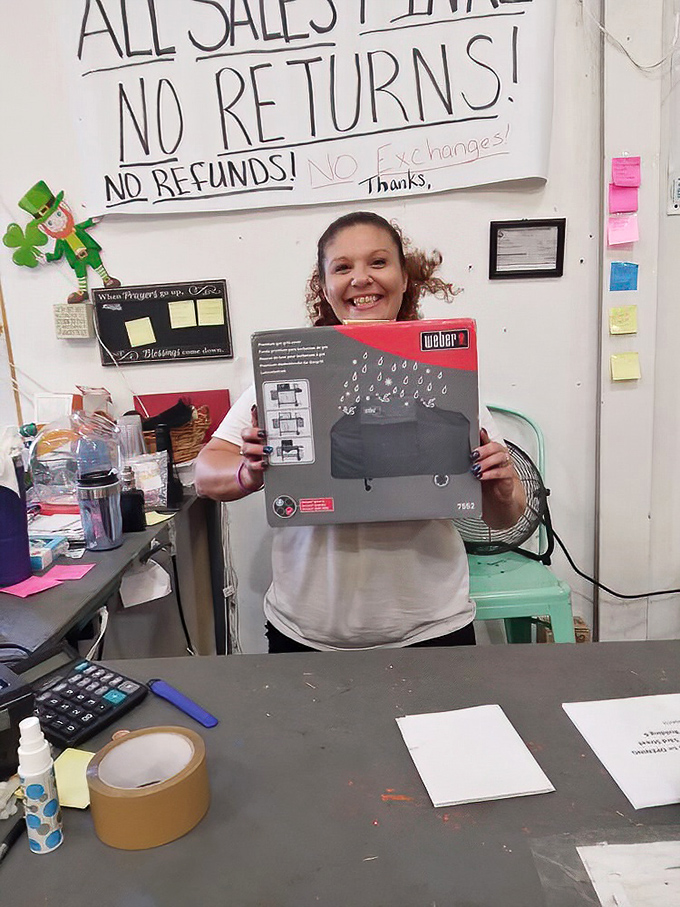 The happy face of bargain success! Nothing beats the thrill of scoring a Weber grill cover for a fraction of retail price.