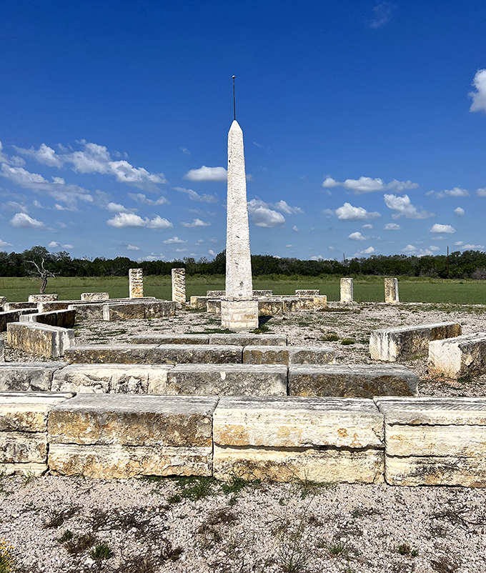History stands sentinel in the Texas sun. This mysterious structure reminds visitors that human stories have unfolded here long before Instagram existed.