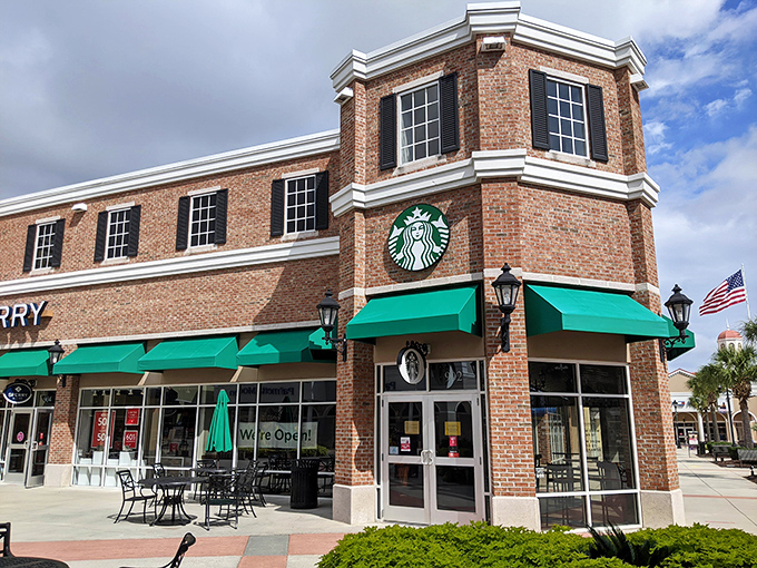 The Starbucks corner serves as both landmark and lifeline. "Meet me at the green awnings" is outlet code for "I've found something amazing."