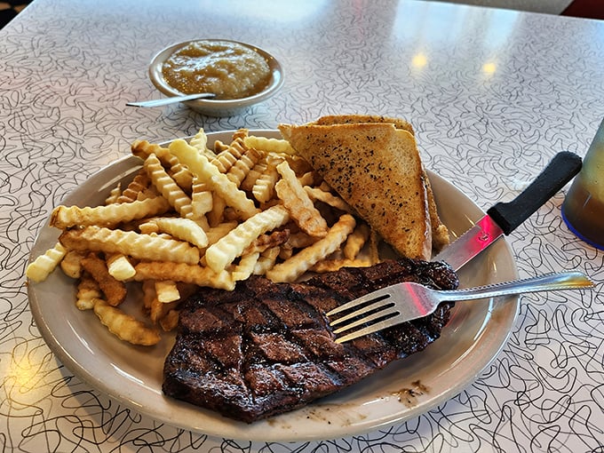 A steak that doesn't need fancy sauce or pretentious presentation&mdash;just respect for good beef and the skill to cook it right. Crinkle fries seal the deal.