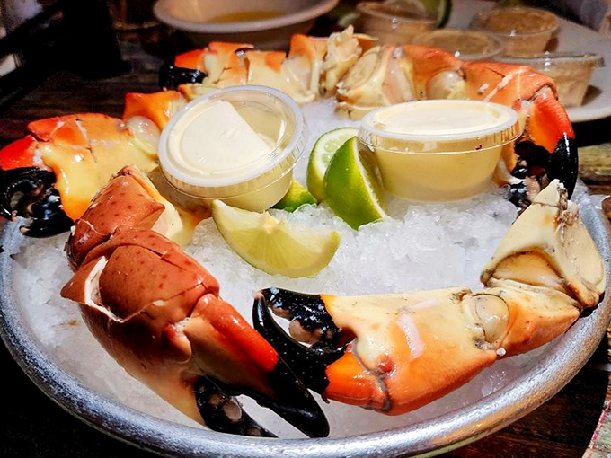 Stone crabs served with the respect they deserve &ndash; on ice with dipping sauces that complement rather than overwhelm their sweet, delicate meat.