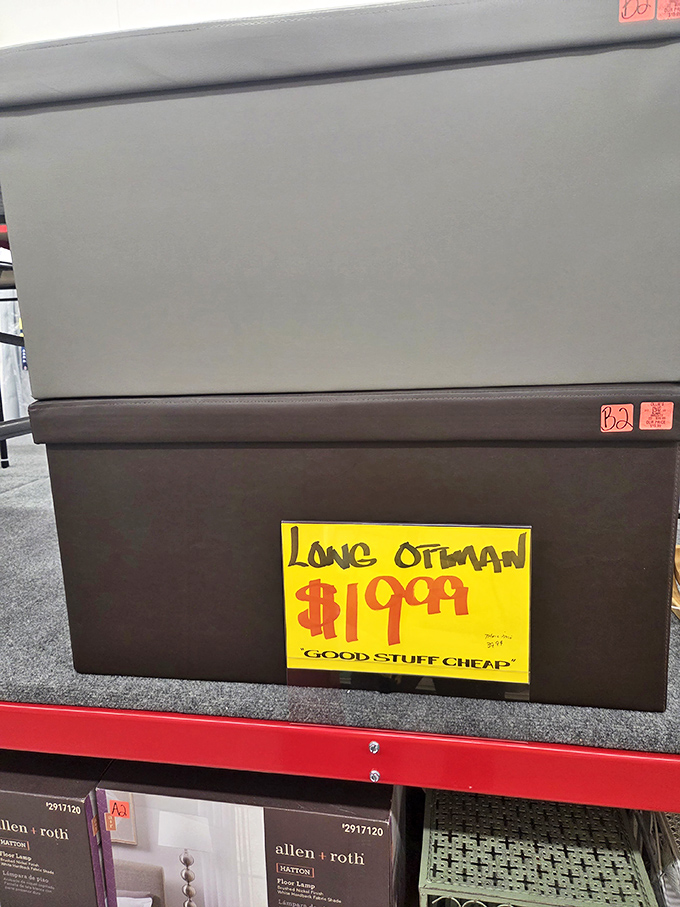 Storage solutions that organize your life without disorganizing your finances. This ottoman pulls double-duty as seating and secret keeper of living room clutter.