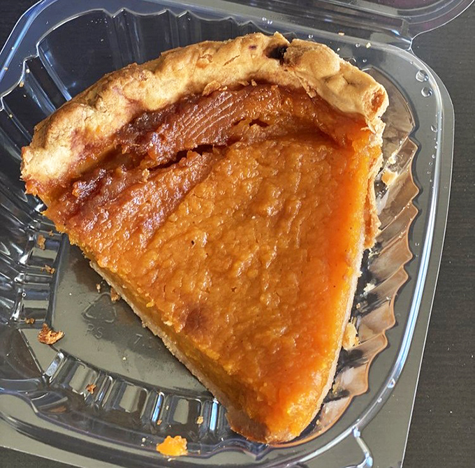 Sweet potato pie with a flaky crust that shatters just right &ndash; the kind of dessert that makes you question why anyone bothers with pumpkin.