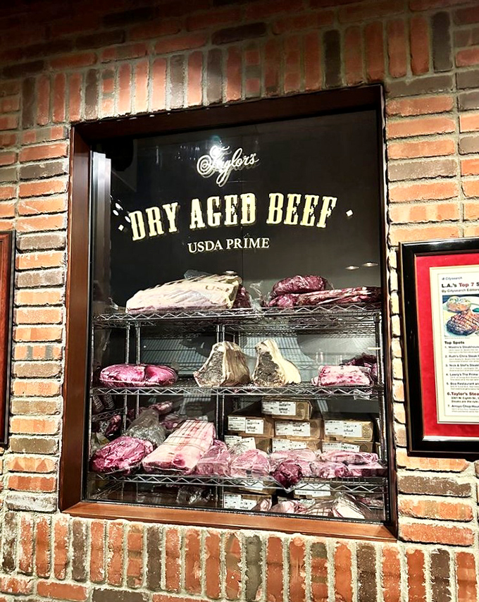 The dry-aging display case: where patience transforms good beef into greatness, like a meaty meditation on the virtues of taking your time.