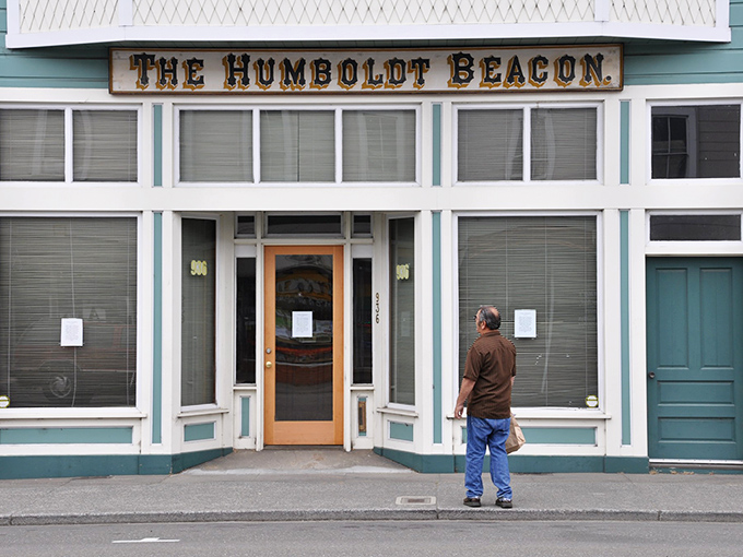 The Humboldt Beacon office stands as testament to local journalism's persistence in an era when most news comes sandwiched between cat videos.