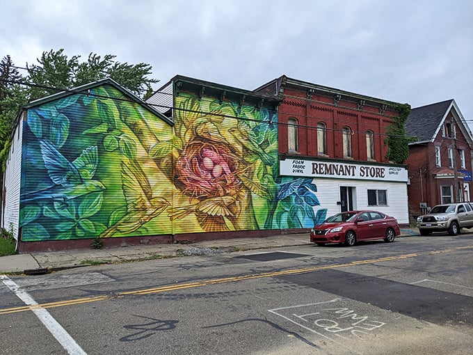 Erie's vibrant street art transforms ordinary buildings into extraordinary canvases. Even the Remnant Store gets the masterpiece treatment!