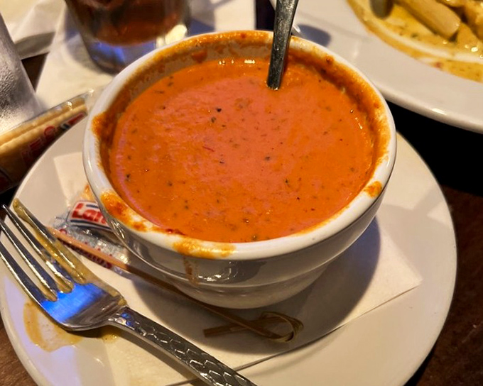 This tomato bisque doesn't whisper&mdash;it announces itself with authority. The kind of soup that makes you wonder why you ever bothered with the canned stuff.
