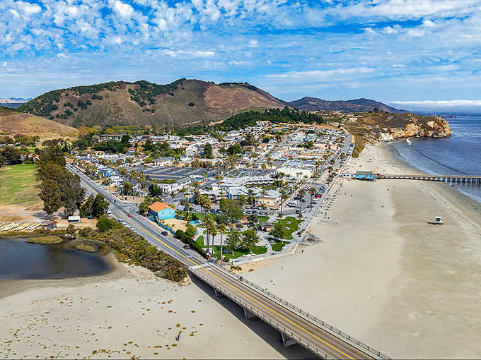 This bird's-eye view reveals Avila's perfect proportions &ndash; just enough town to explore, just enough beach to escape, all wrapped in California sunshine.