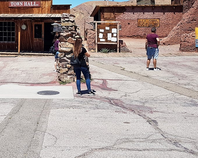 The Town Hall anchors civic life in this resurrected community. In the Wild West, local government meetings probably involved more six-shooters than Robert's Rules of Order.