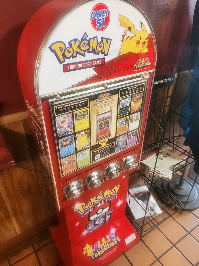 Even in the age of smartphones, a Pok&eacute;mon card machine stands ready to delight kids and nostalgic adults alike&mdash;proof that Coney Island Inn understands joy comes in many forms.