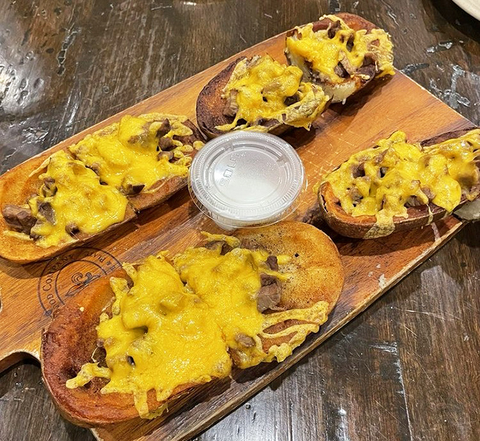 Cheesy tri-tip potato skins &ndash; because sometimes you need your meat and potatoes to join forces in a melty, indulgent alliance of flavor.