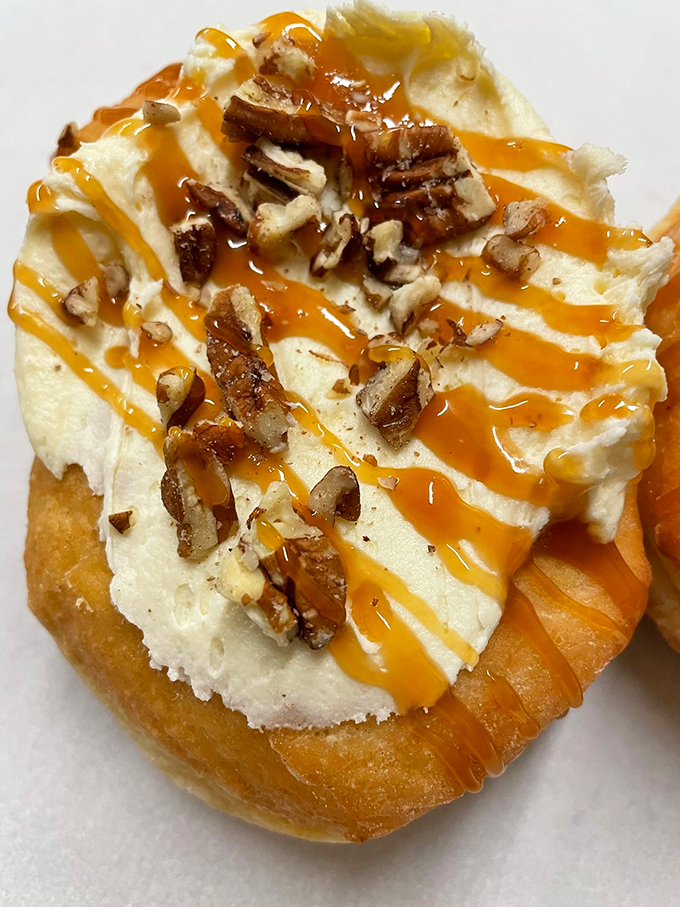 Turtle pie in donut form &ndash; when regular desserts just aren't extra enough for your sweet tooth.