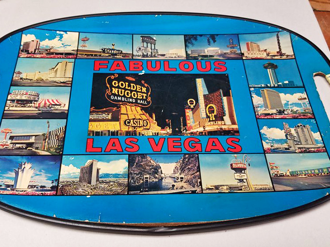 Vegas before the mega-resorts. This tray captures the desert oasis when the Rat Pack ruled and neon was an art form.