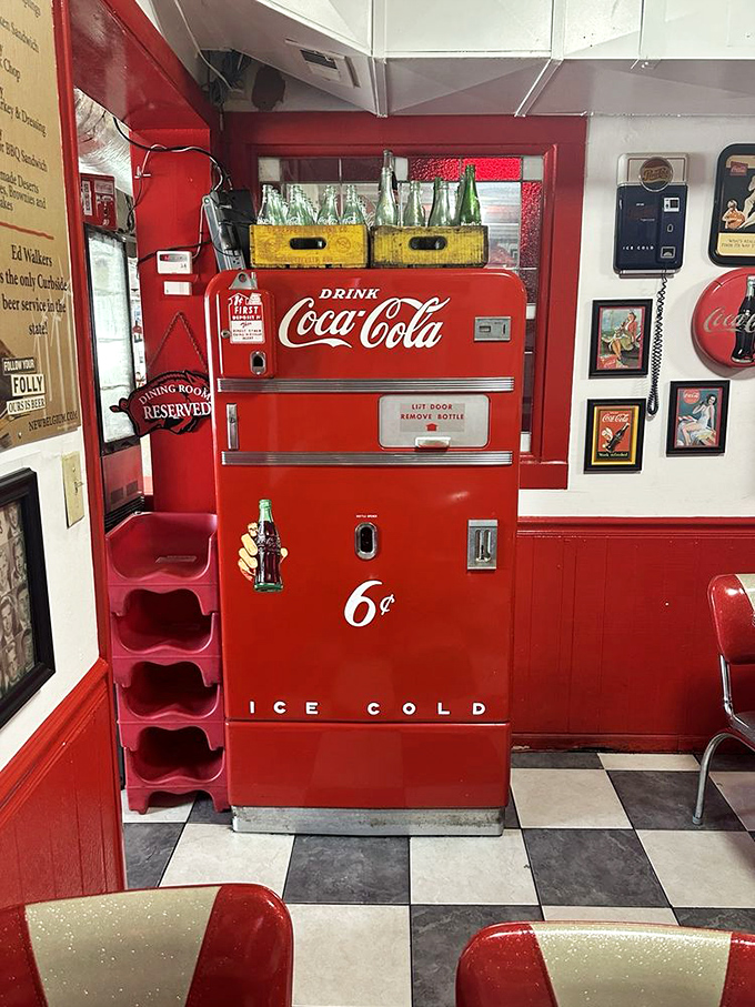 That vintage Coca-Cola machine isn't just decoration—it's a reminder of when six cents could buy happiness in a bottle.