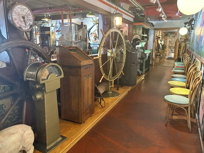 Vintage maritime equipment lines the walls &ndash; not just decoration but a museum of seafaring history between bites of lobster.