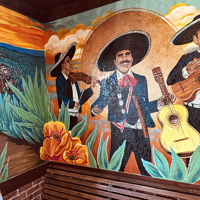 Wall art that doesn't just decorate&mdash;it transports. These mariachi musicians have serenaded countless happy diners through their meals.