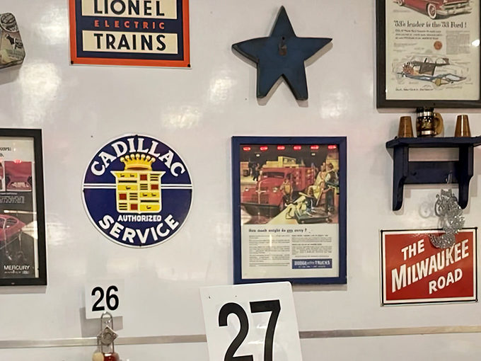 Wall d&eacute;cor that tells stories of American nostalgia&mdash;from Lionel trains to Cadillac service, each sign a chapter in our collective memory.